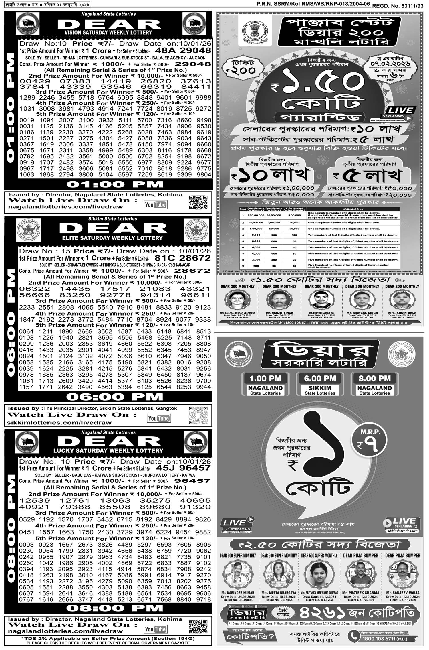 Lottery Sambad E-Paper 11 January 2026 - Daily News